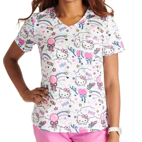 Hello Kitty | Tops | Hello Kitty Cherokee Tooniforms V Neck Scrubs Size ...